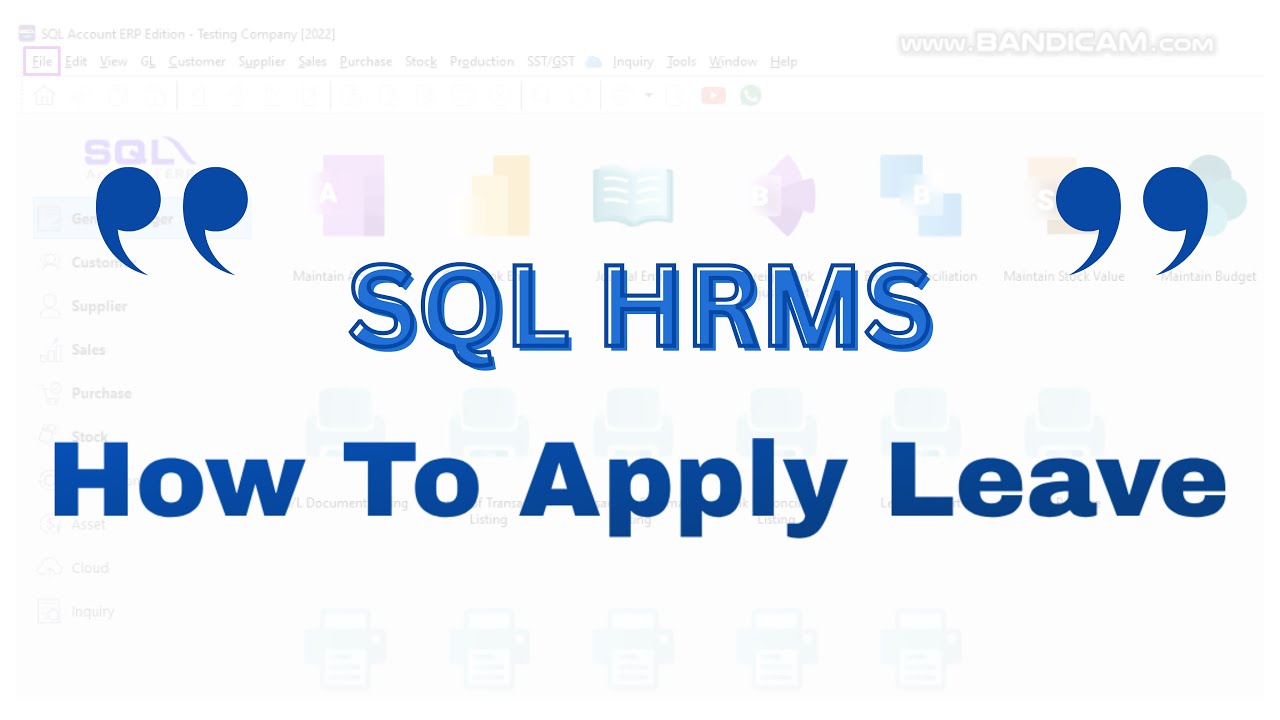 【📚SQL 学堂 • SQL HRMS How To Apply Leave】 - YouTube