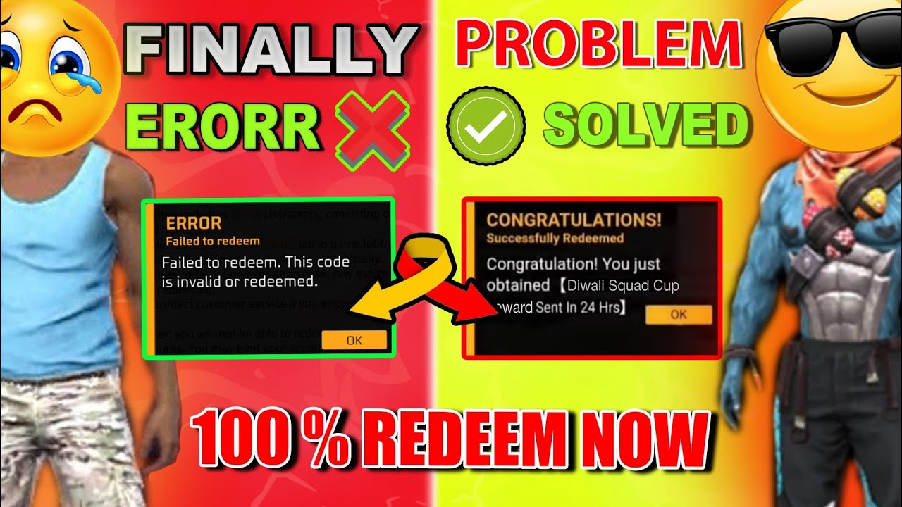 Free fire Redeem Code Error Problem Solved | Redeem Code Failed Problem ...