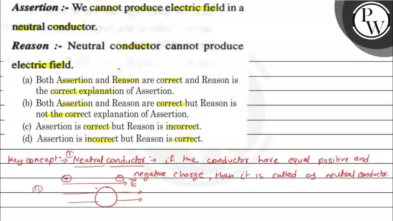 Assertion :- We cannot produce electric field in a neutral conductor. Reason :- Neutral conduct ...
