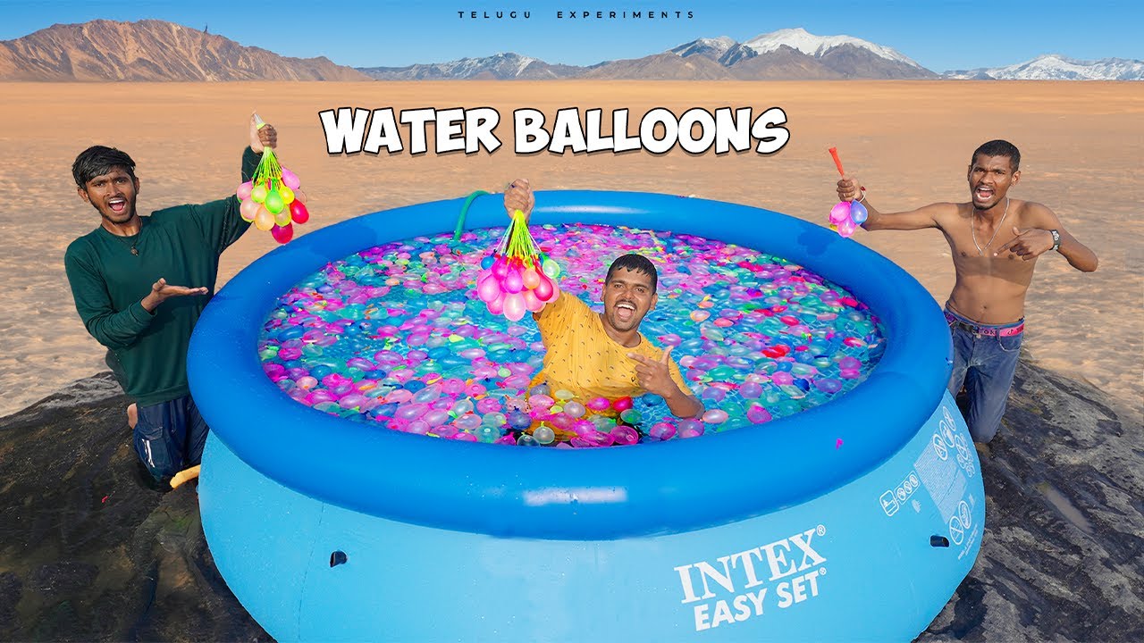 Biggest Water Balloon Swimming Pool 😱😱 Water Balloons తో Crazy ఛాలెంజ్ ...