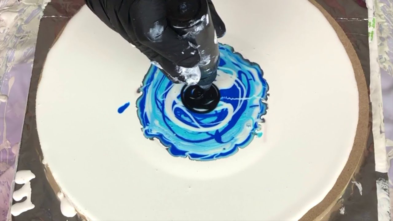 #181 GORGEOUS Acrylic pouring on MDF Iridescent POUR PAINTING bloom ...