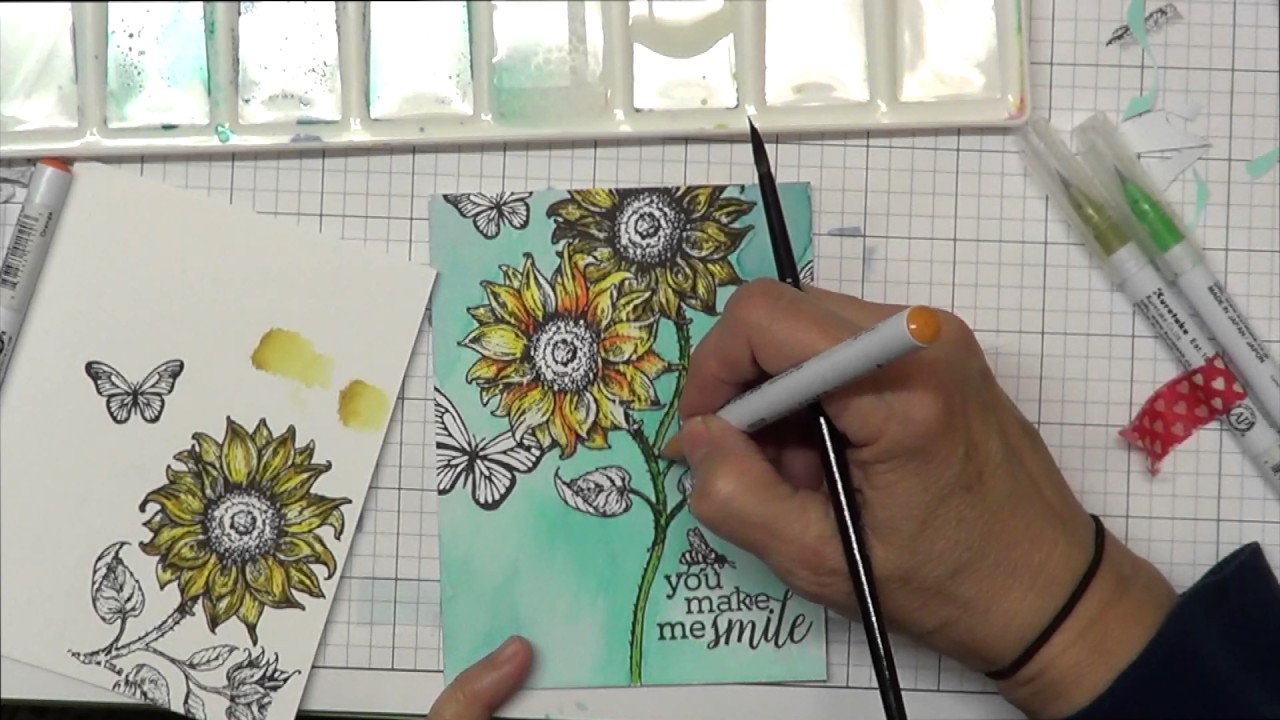 How to Alter a Stamp & Watercoloring with Zig Clean Color Brush Markers ...