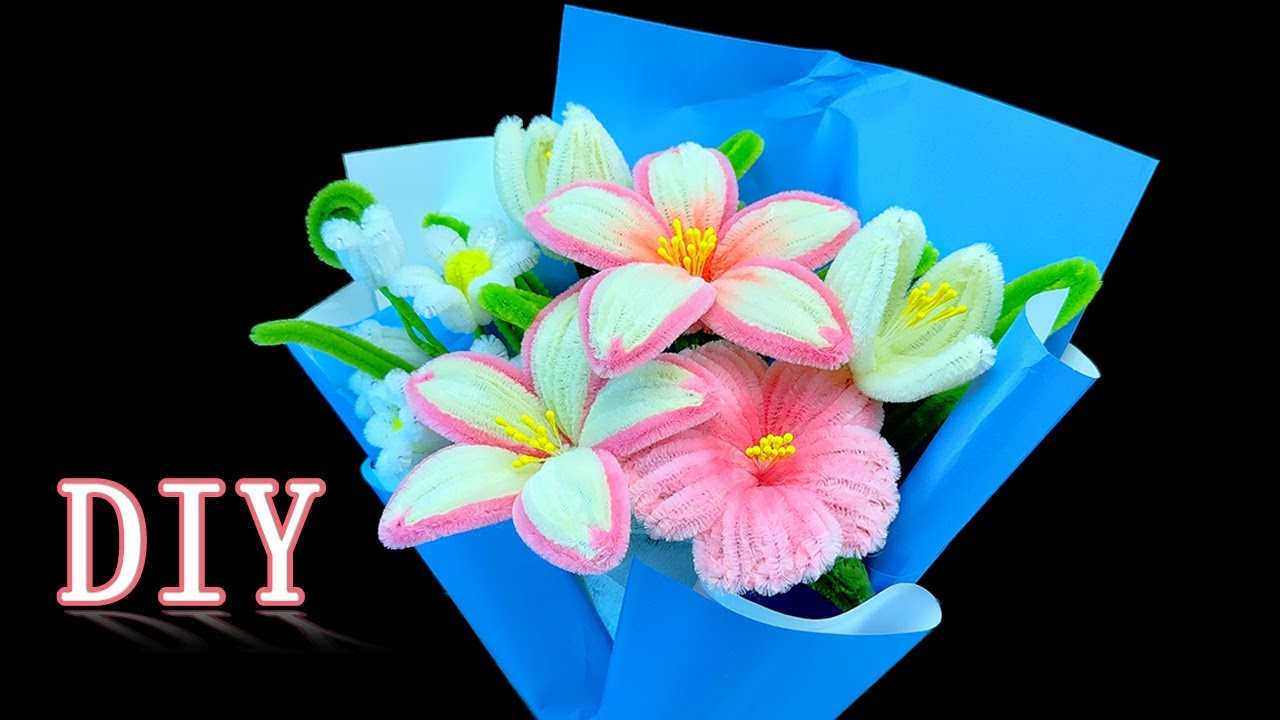 How to make a beautiful pipe cleaner flowers | Chenille wire flowers by ...