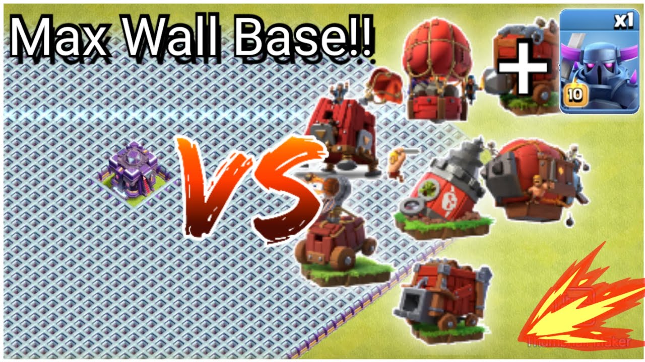 Max Wall Base VS All Max Siege Machines + Max PEKKA - Clash of Clans ...