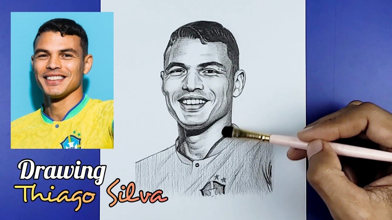 Drawing Thiago Silva Brazillian footballer - YouTube