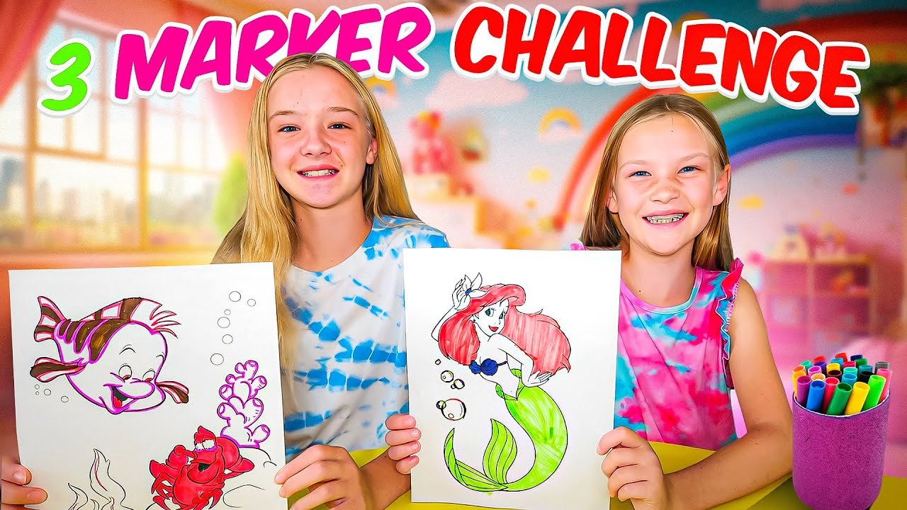 The Little Mermaid 3 Marker Challenge with Madison!! - YouTube
