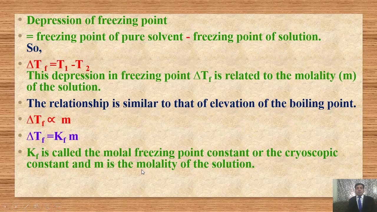 First Year Chemistry Chapter 9 Topic Depression of Freezing point of ...