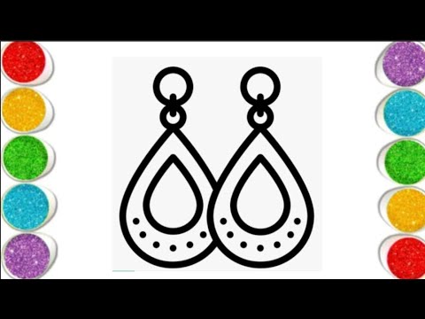 Earrings drawing easy step by step for kids and toddlers / Cute drawing ...