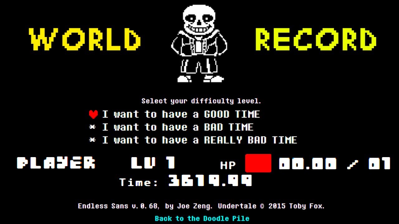 [AU] Endless Sans GOOD TIME World Record (01:00:20) || Undertale ...