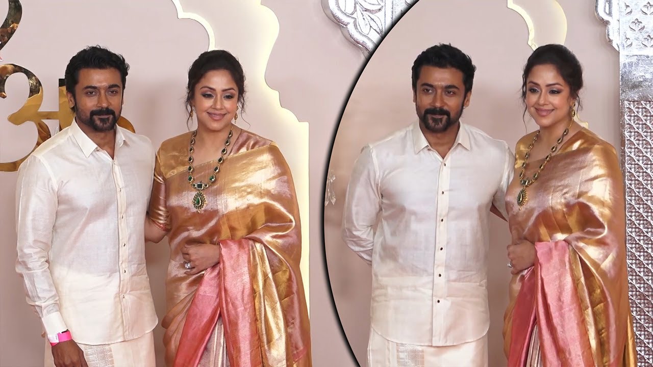 Star Couple Surya and Jyothika's Cultural Elegance Dazzles At Anant Ambani's Wedding - YouTube