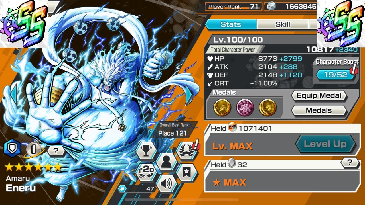 LVL 100 19/52 Boost Blue Defender Amaru Eneru Gameplay In OPBR SS ...