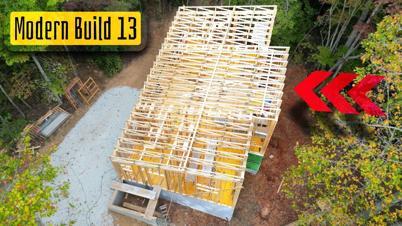 Modern Home Build | 13 | single pitch roof framing - YouTube