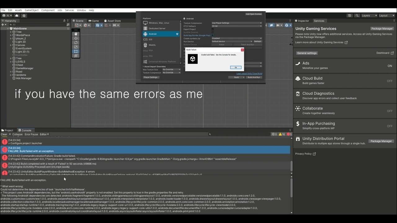 Gradle build failed / Unity 2021.3.15 / UnityAd build errors - YouTube
