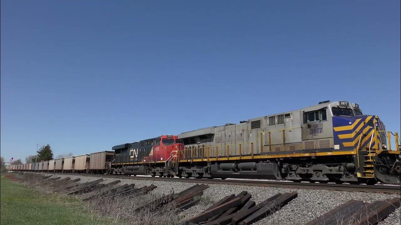 4 13 2024 Duplainville CN 3977 CN 2802 CN 2884 Pusher CN Ore Train SB - YouTube