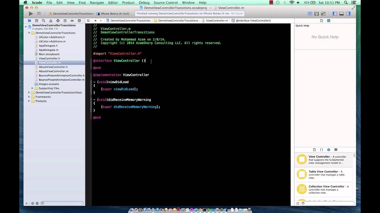 Learning iOS Development Part 63 (UIViewController Transitions in iOS 7 Part 1) - YouTube