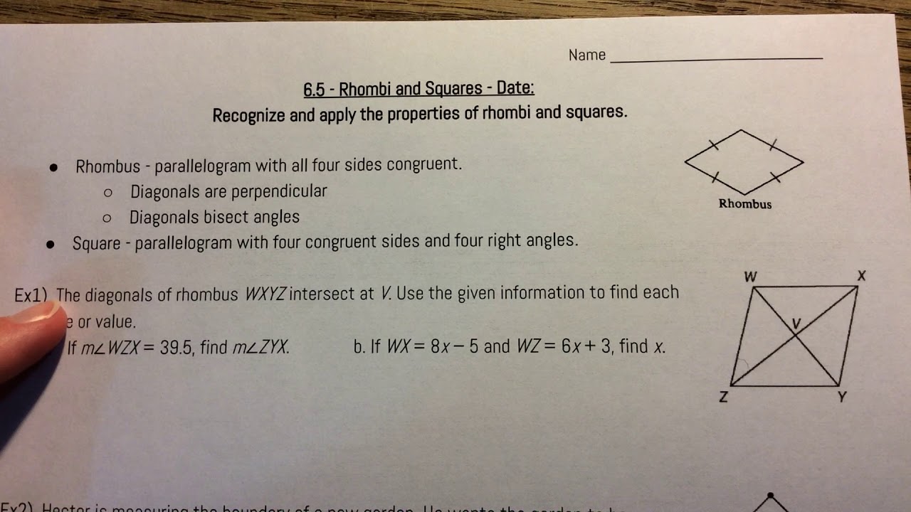Geometry 6 5 Rhombi And Squares YouTube
