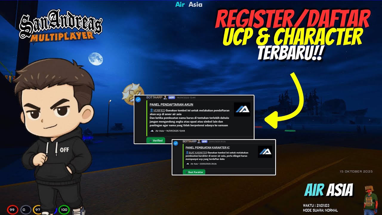 CARA DAFTAR/REGISTER UCP DAN CHARACTER DI SERVER AIR ASIA ROLEPLAY BUAT ...