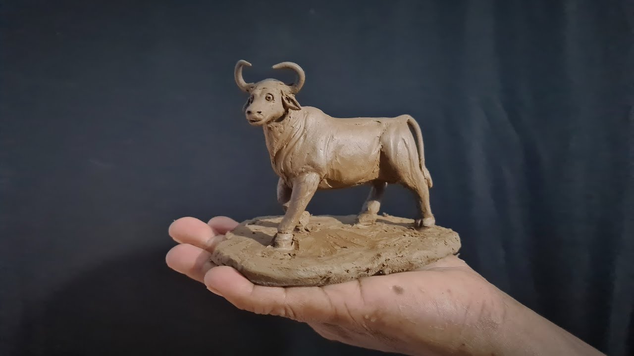 making a bull with clay | bull sculpture | clay sculpture - YouTube