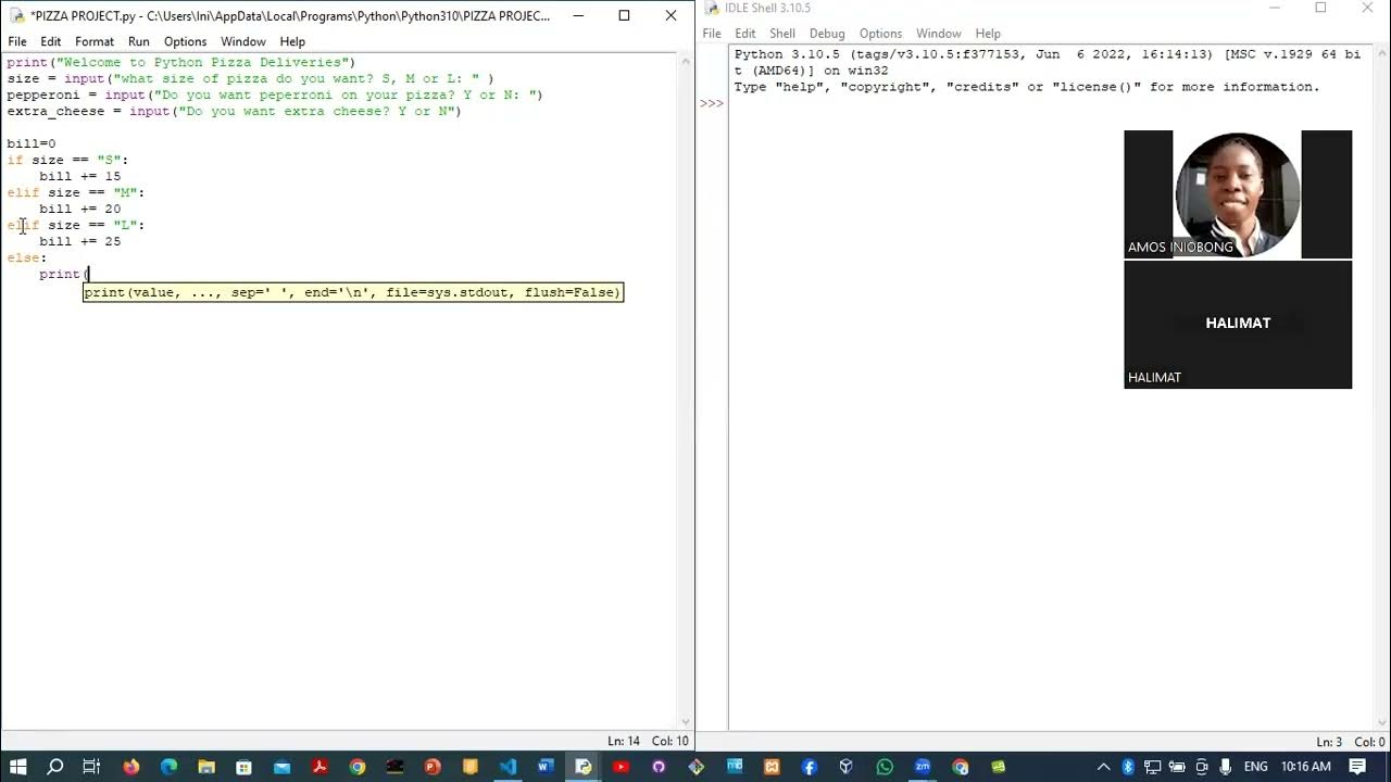 Python Conditional statement (if) for Pizza 🍕 order - YouTube