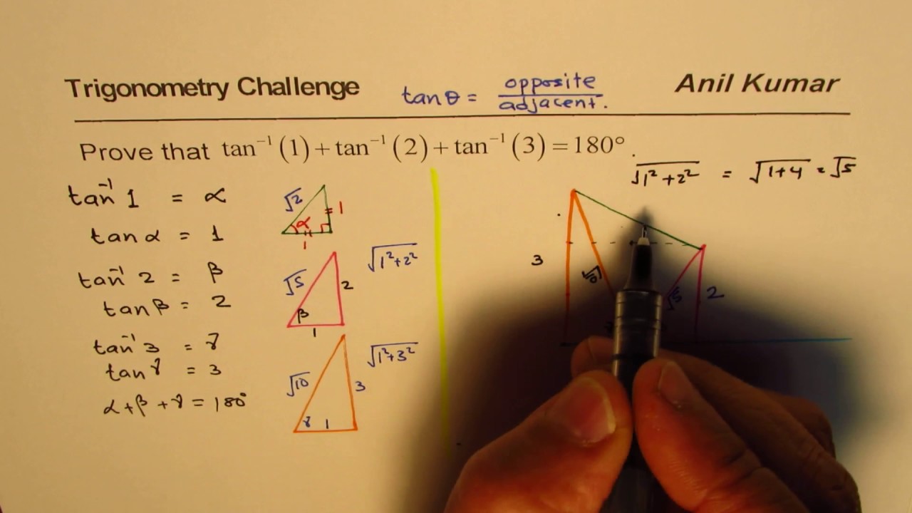 IMPORTANT Prove Sum Of Tan Inverse Of 1 2 And 3 Is 180 Arctan 1