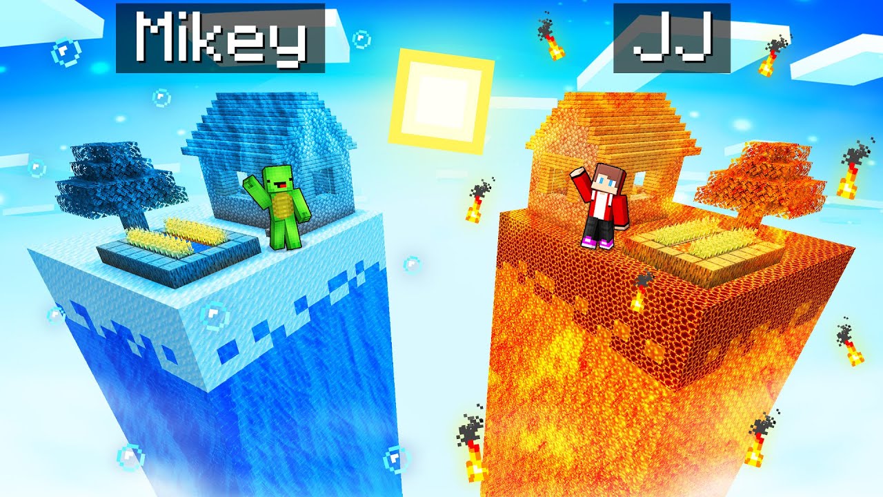 Mikey WATER Chunk vs JJ LAVA Chunk Survival Battle in Minecraft (Maizen ...