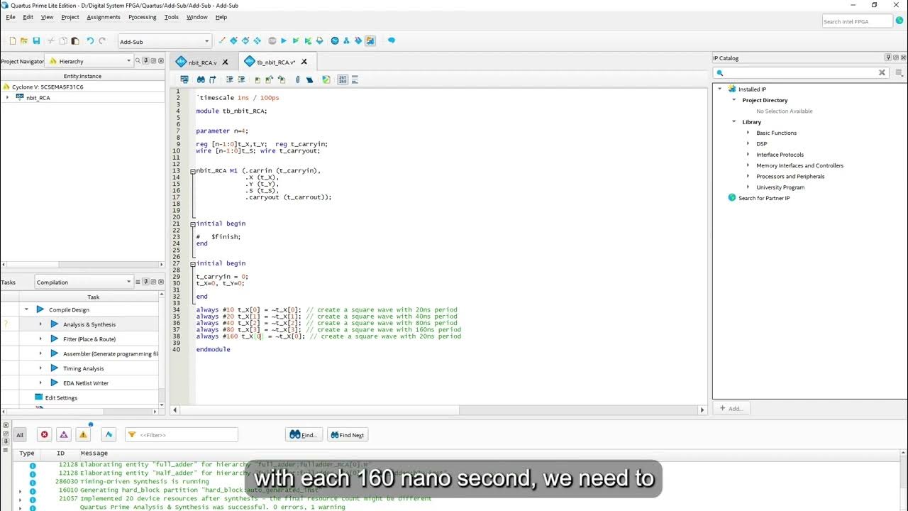 03 Testbench Verilog Hdl File For Ripple Carry Adder Youtube