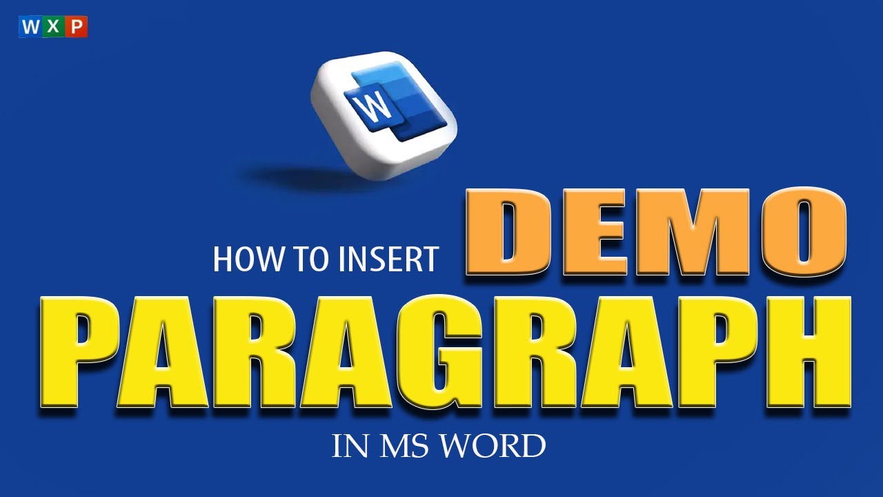 How To Get Demo Paragraph in MS Word For Practice |#wxp #msword - YouTube
