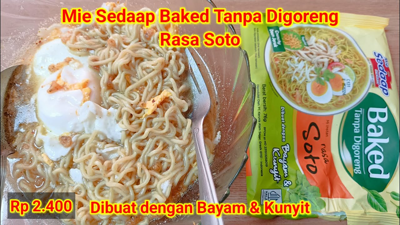 Mie Sedaap Baked Tanpa Digoreng Rasa Soto. Dibuat dengan Bayam & Kunyit ...