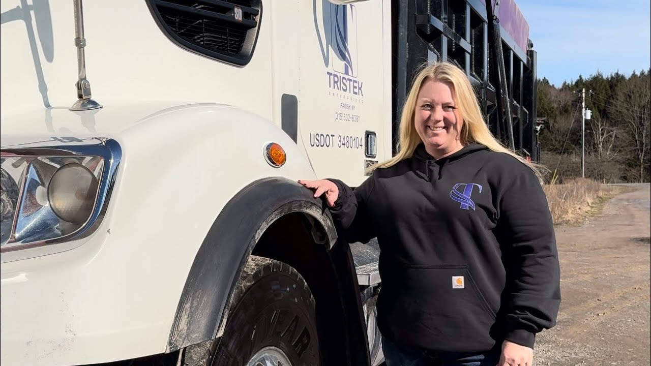 That’s REAL horsepower! Woman dump truck owner operator works with the ...
