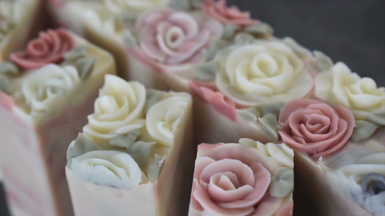 Vintage Rose Natural Essential Oil Cold Process Soap Making - YouTube