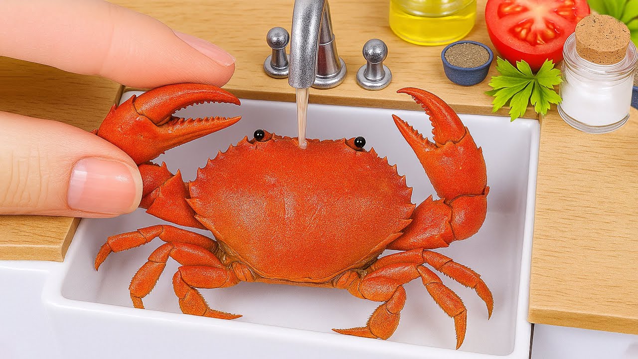 Tiny Crab Tutorial 🦀 How To Make Mini Butter Garlic Crab In A Small ...