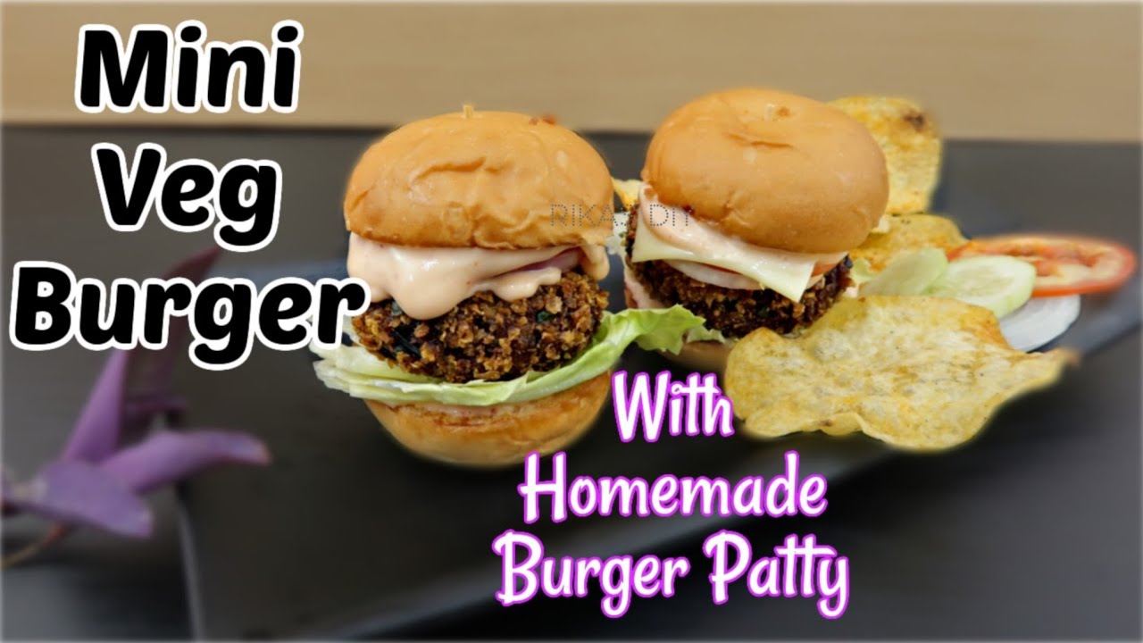 Mini Veg Burger Recipe | Cheesy Mini Veg Sliders | Homemade Burger ...