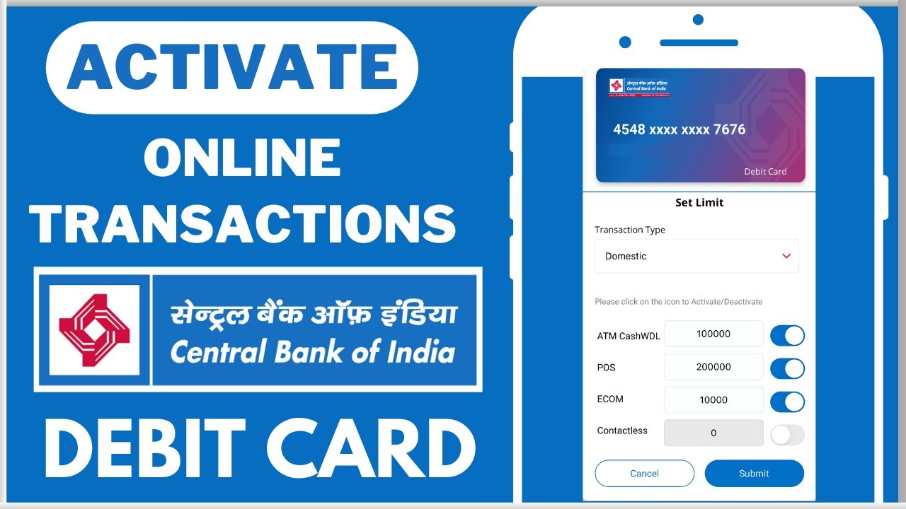 Activate Online Transaction for Central Bank of India (CBI) ATM/Debit ...