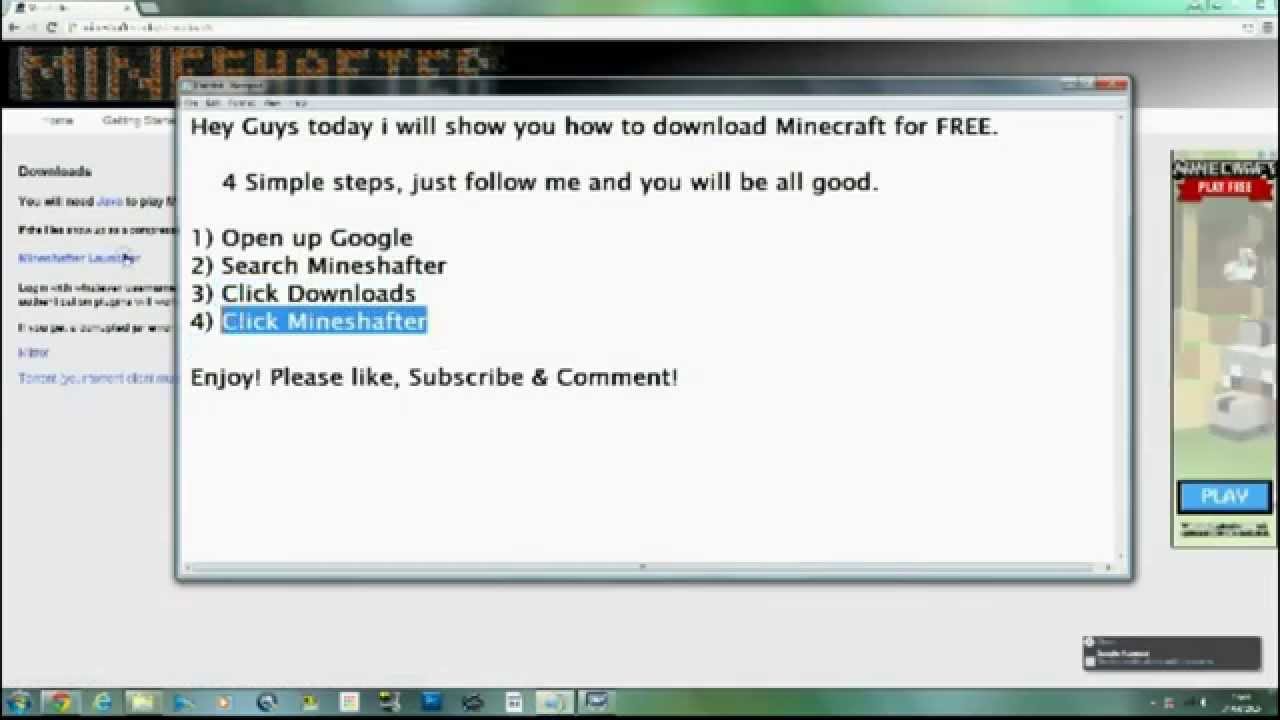 How to download Minecraft for free Full Version! 11Secs - YouTube
