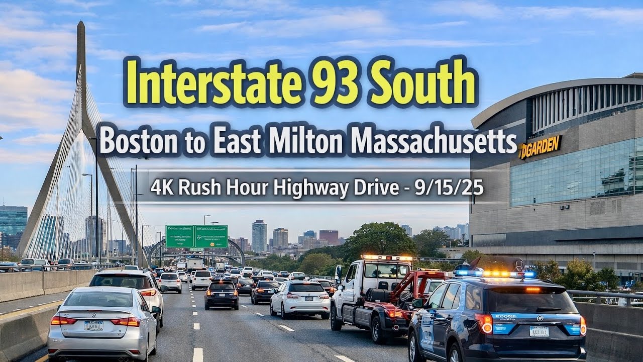 Interstate 93 South | Boston to East Milton MA | 4K Rush Hour Highway ...