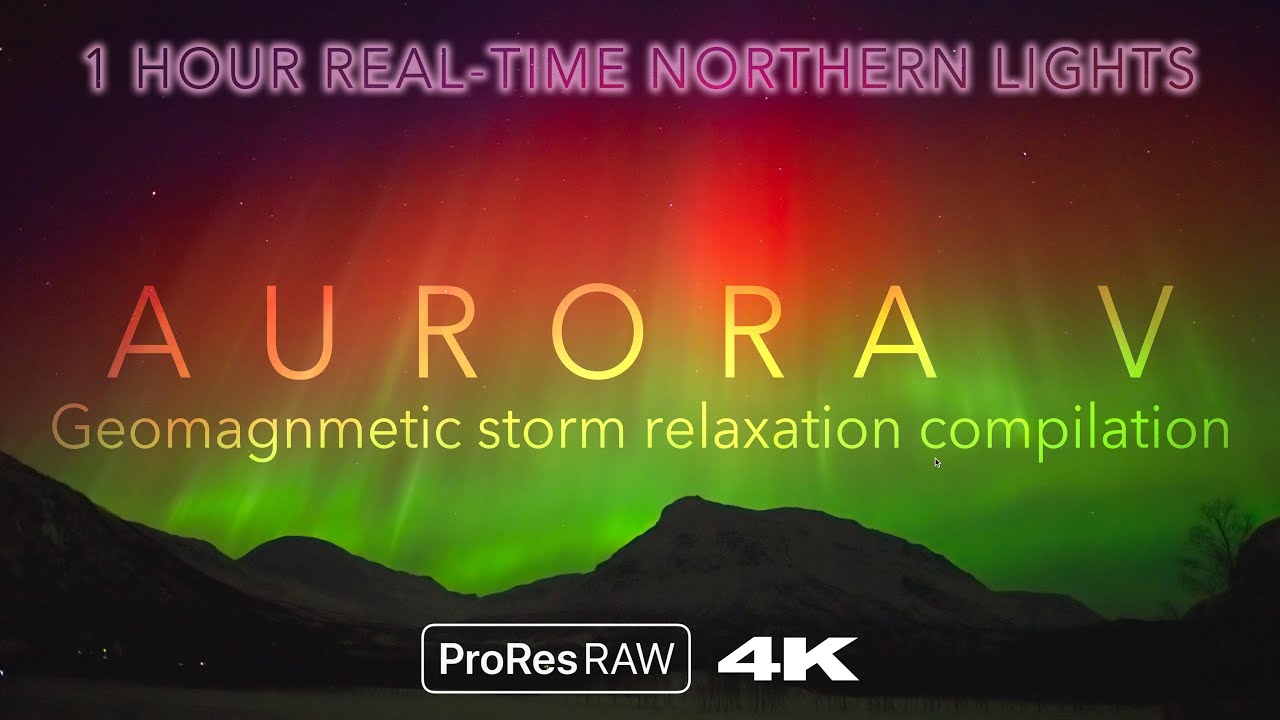 AURORA V - 1 HOUR REAL-TIME 4K NORTHERN LIGHTS - Relaxation compilation / Tromsø, Arctic Norway ...