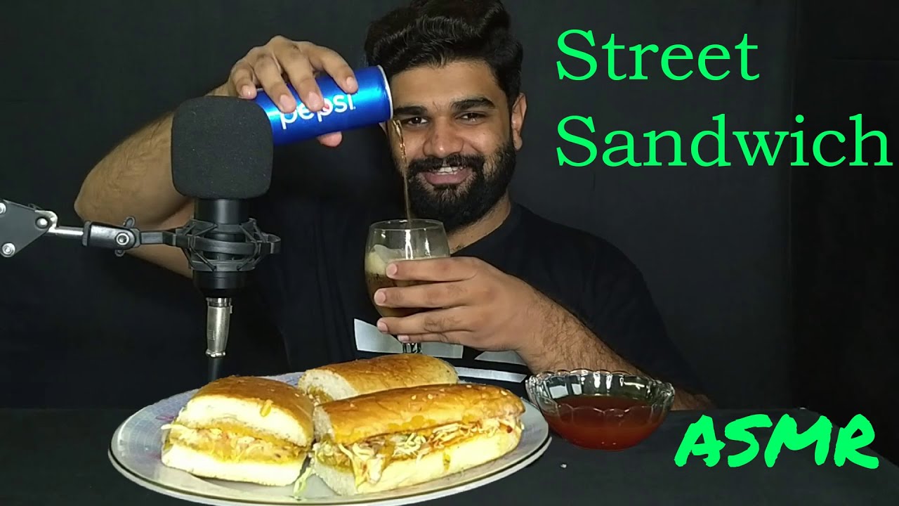 ASMR EATING SIMPLE SANDWICH | STREET SANDWICH | STREET FOOD ASMR - YouTube