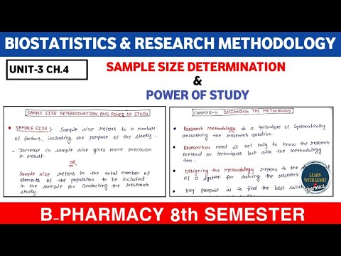 Sample size determination & Power of study | Unit-3 Ch.4 | Biostatistics b pharm 8th semester ...