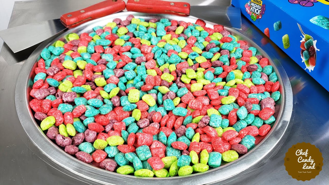 ASMR | Jolly Rancher Ice Cream Rolls | how to make oddly satisfying Ice ...