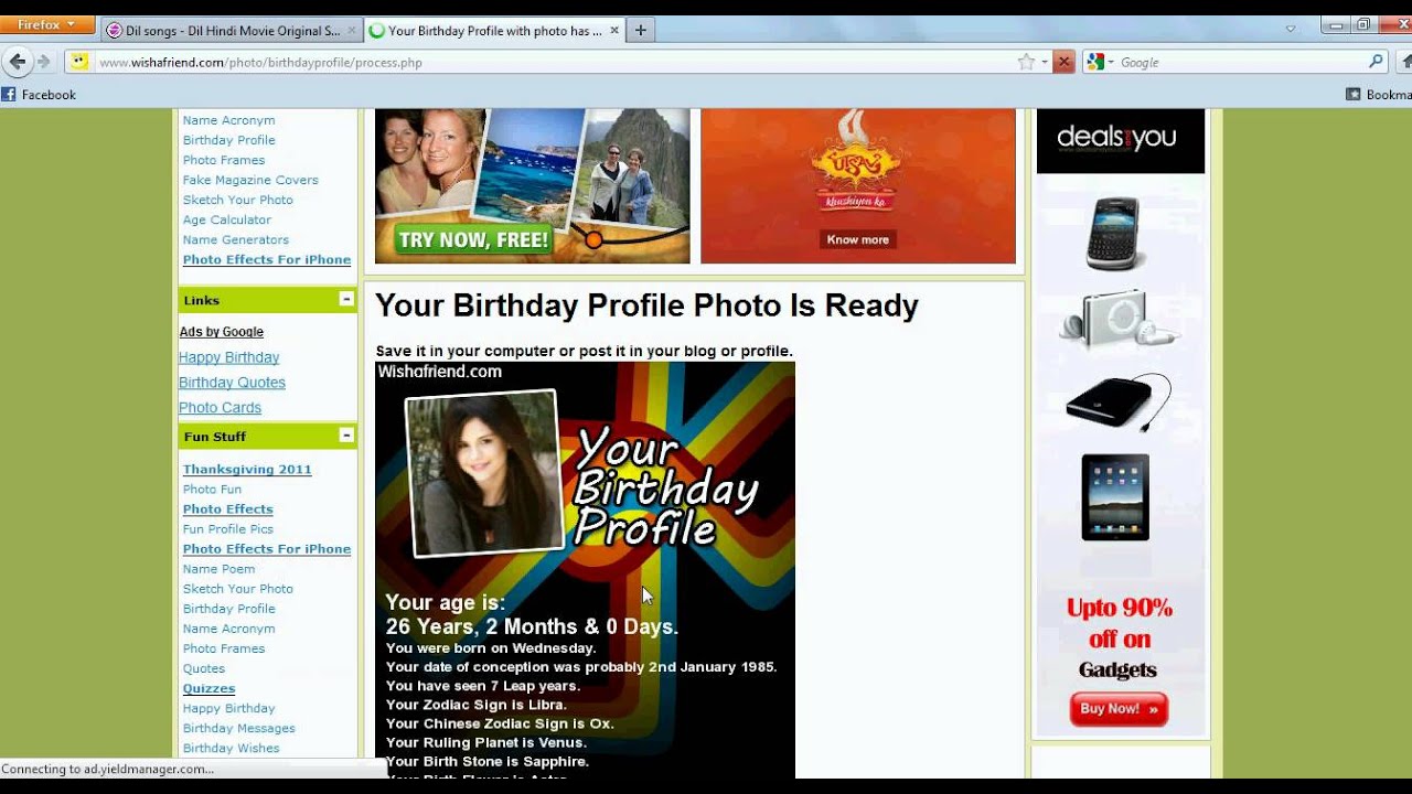How To Get Your Complete Birthday Profile With Your Photo - YouTube