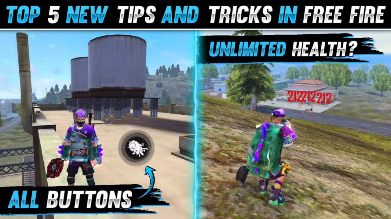 TOP 5 NEW TRICKS IN FREE FIRE | ALL BUTTONS IN ONE PLACE - UNLIMITED ...