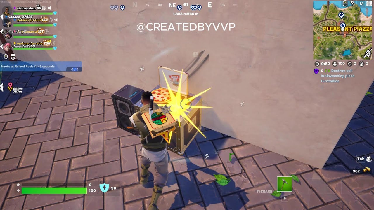 Eliminating Evil Brainwashing Pizza Turntables in Fortnite TMNT Quests ...