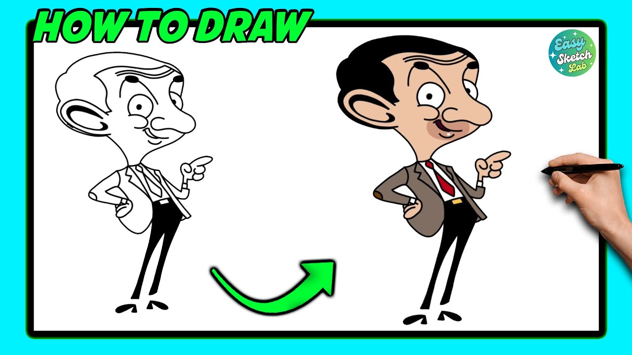 How to Draw Mr. Bean | Step-by-Step Tutorial - YouTube