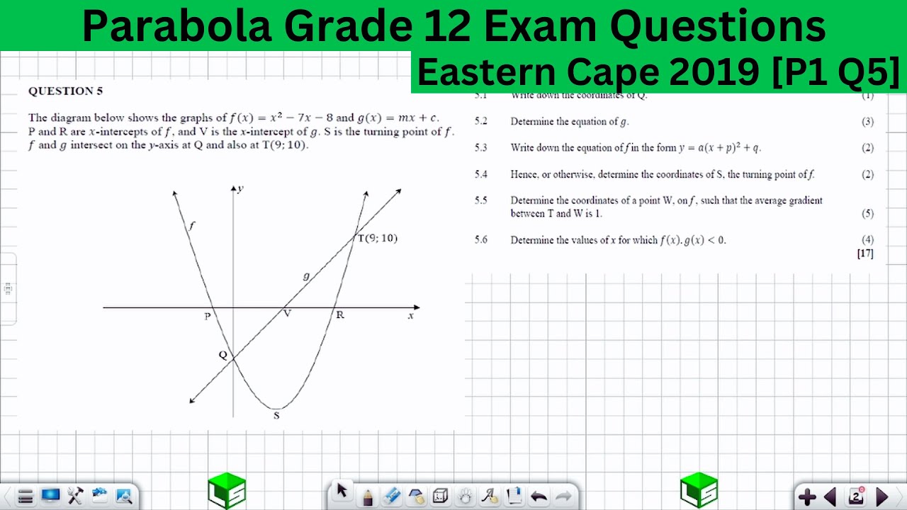 Parabola Grade 12 Exam Questions: Eastern Cape 2019 [P1 Q5] - YouTube