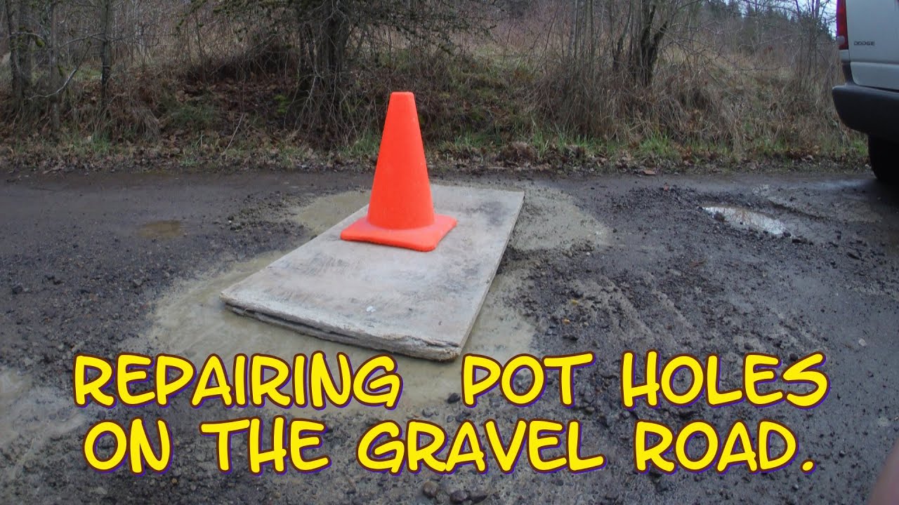 Repairing Pot Holes on the Gravel Road using concrete. - YouTube