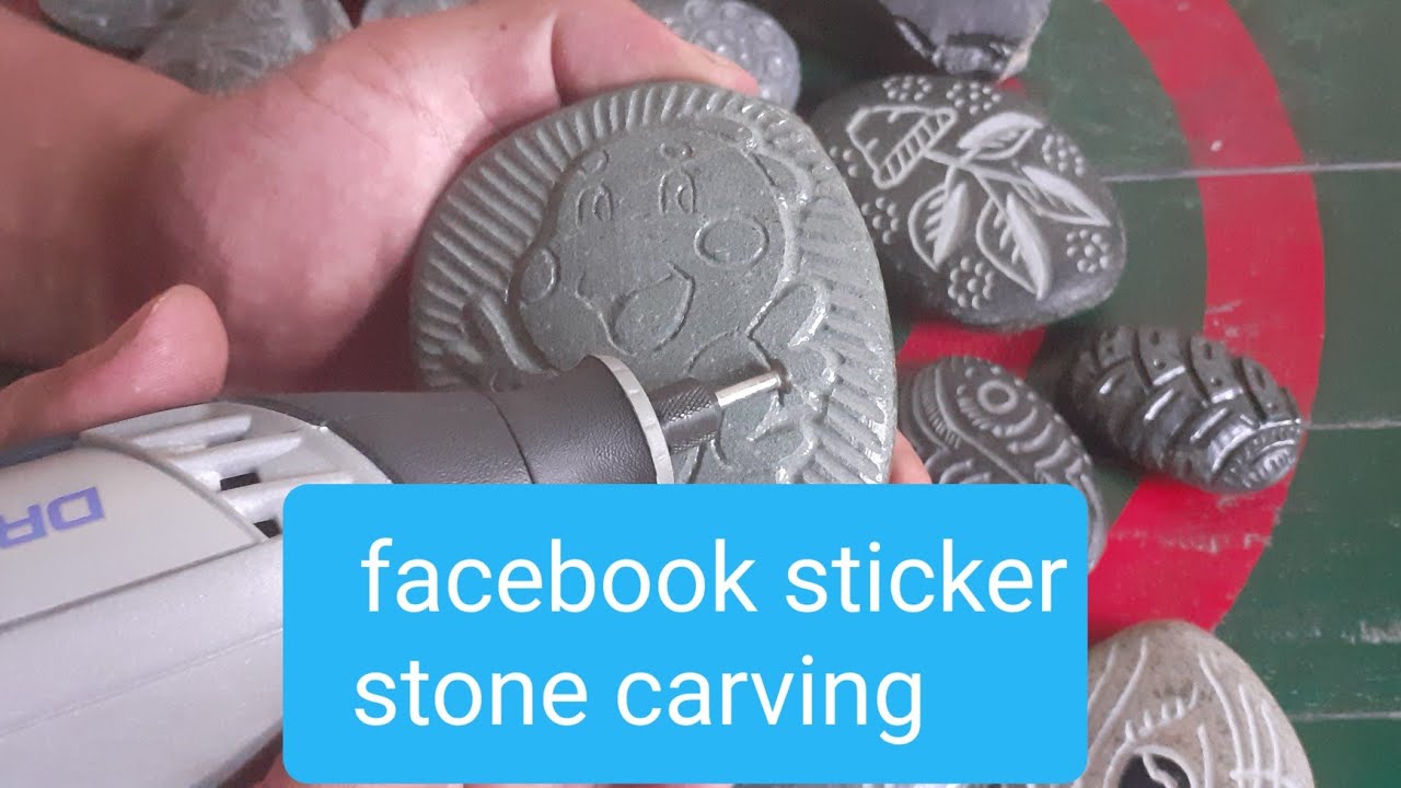 How to carve facebook sticker qoobee agapi stone carving - YouTube