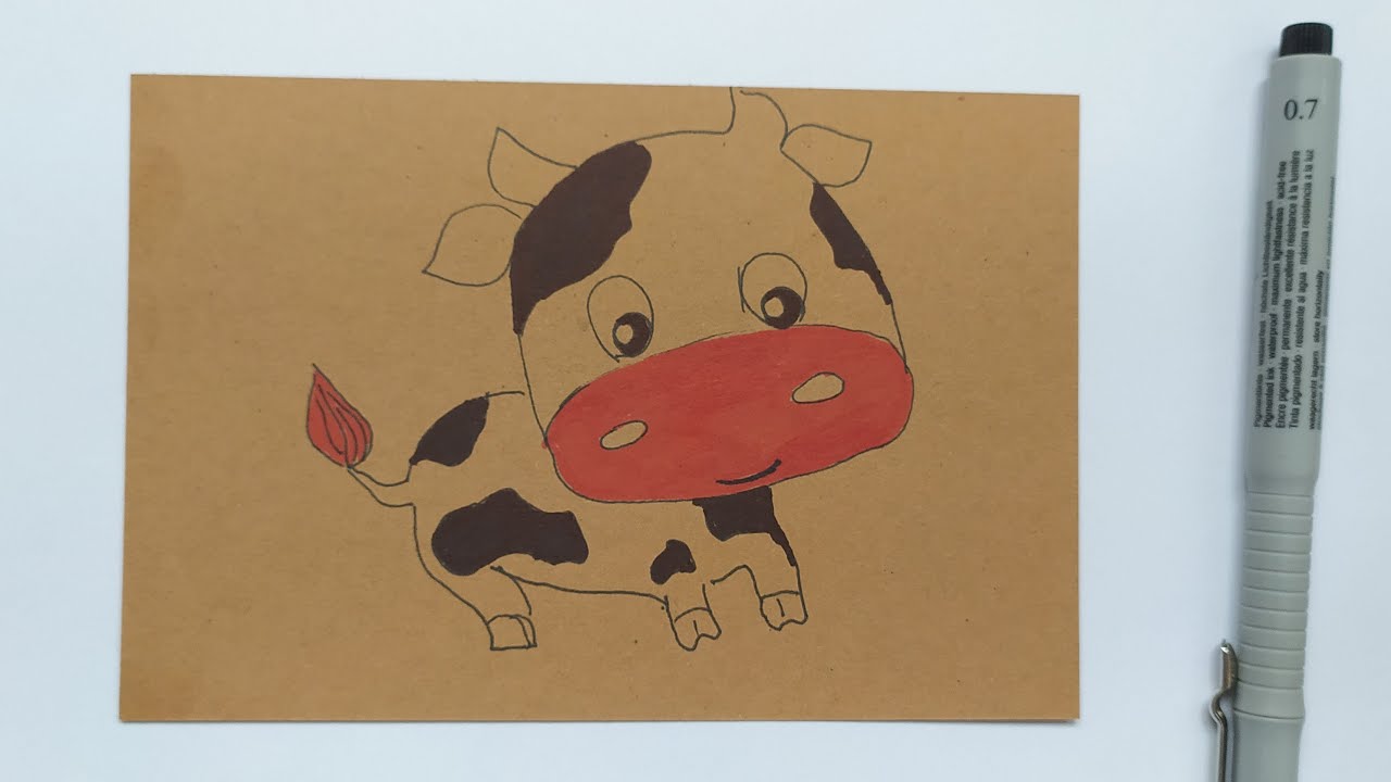 How to Draw a Cow Calf – Easy Cartoon Calf Drawing - YouTube