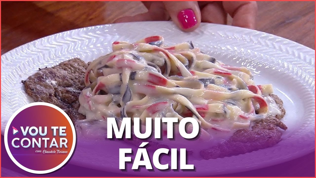 Receita simples de Bife Paillard com Talharim ao molho de 4 queijos ...