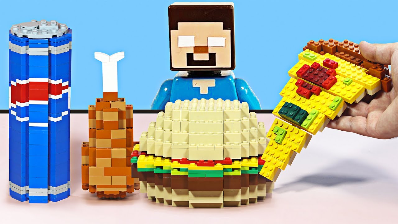 Lego Minecraft Mukbang : FAST FOOD Eating Challenge - Stop Motion ...