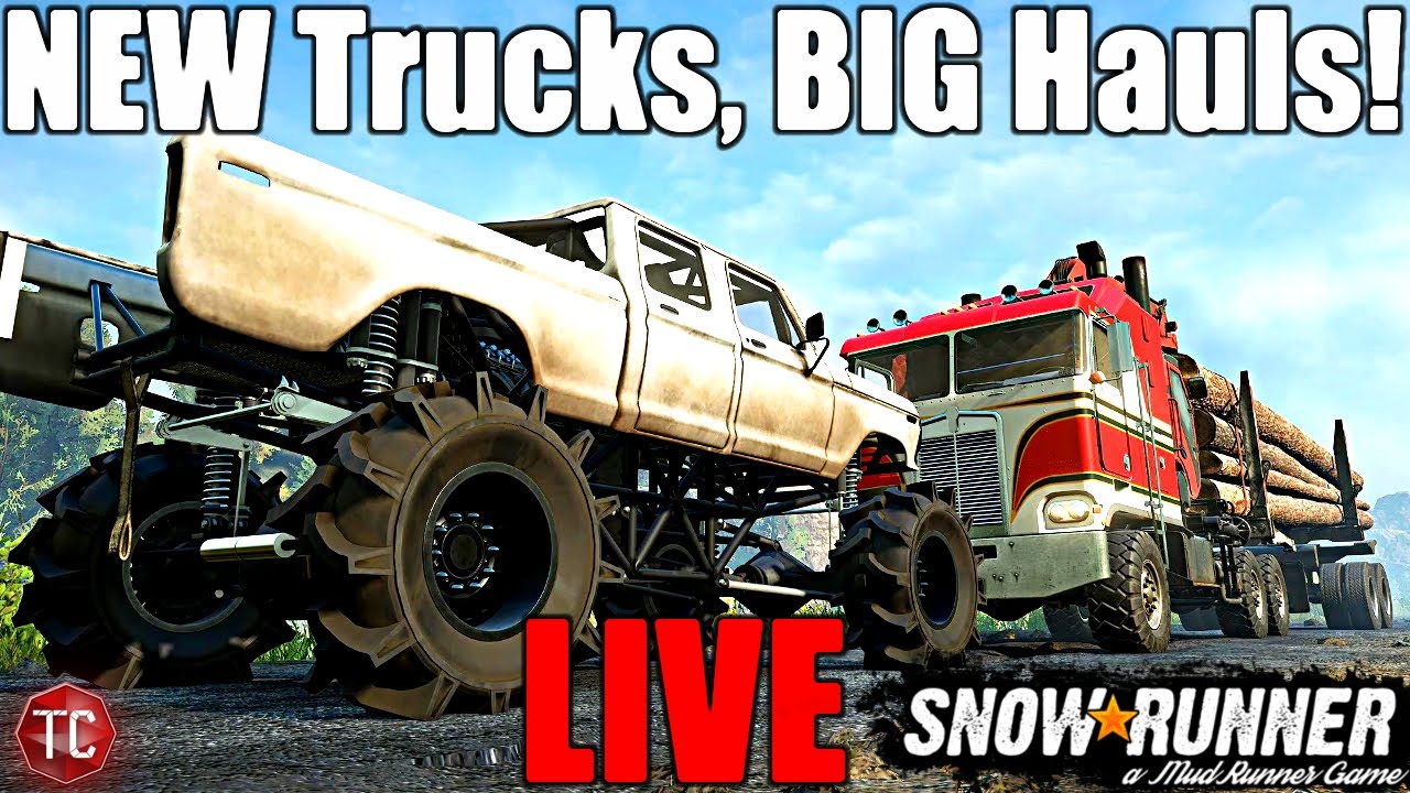 SnowRunner LIVE: NEW CONSOLE MAP & MODS! MEGA TRUCKS, CABOVER, HEAVY ...